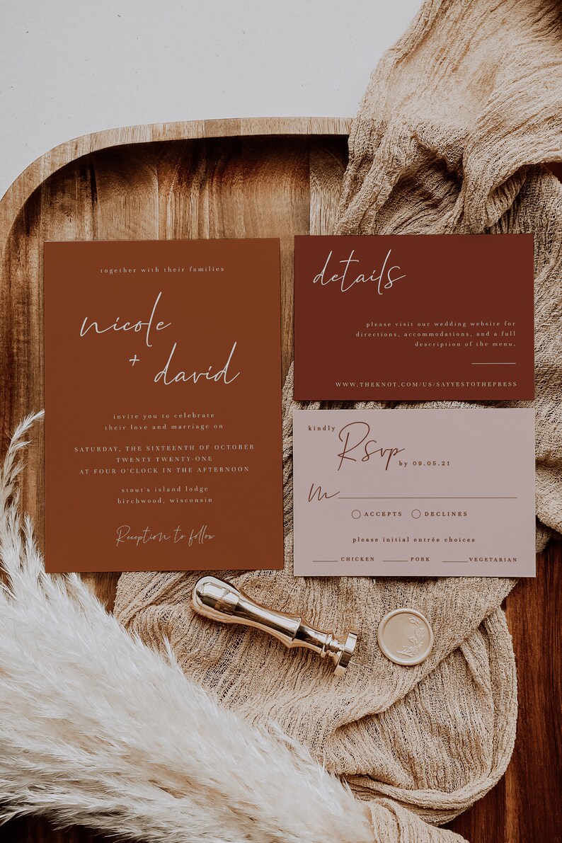 Terracotta Wedding Invitation Suite Printable Desert Wedding - Etsy