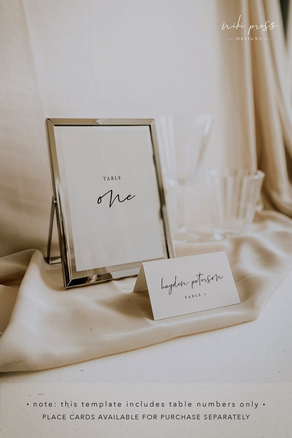Modern Minimalist Table Numbers Template Wedding Table | Etsy