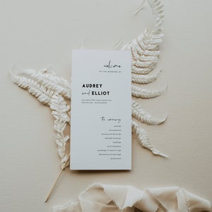 Modern Wedding Program Template — Printable Minimalist Wedding Program ...