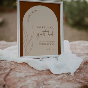 Boho Postcard Guest Book Sign Template — Guest Book Wedding Alternative ...