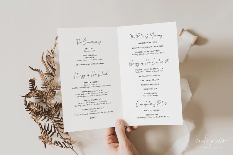 Catholic Wedding Program Template, Catholic Mass Wedding Program ...
