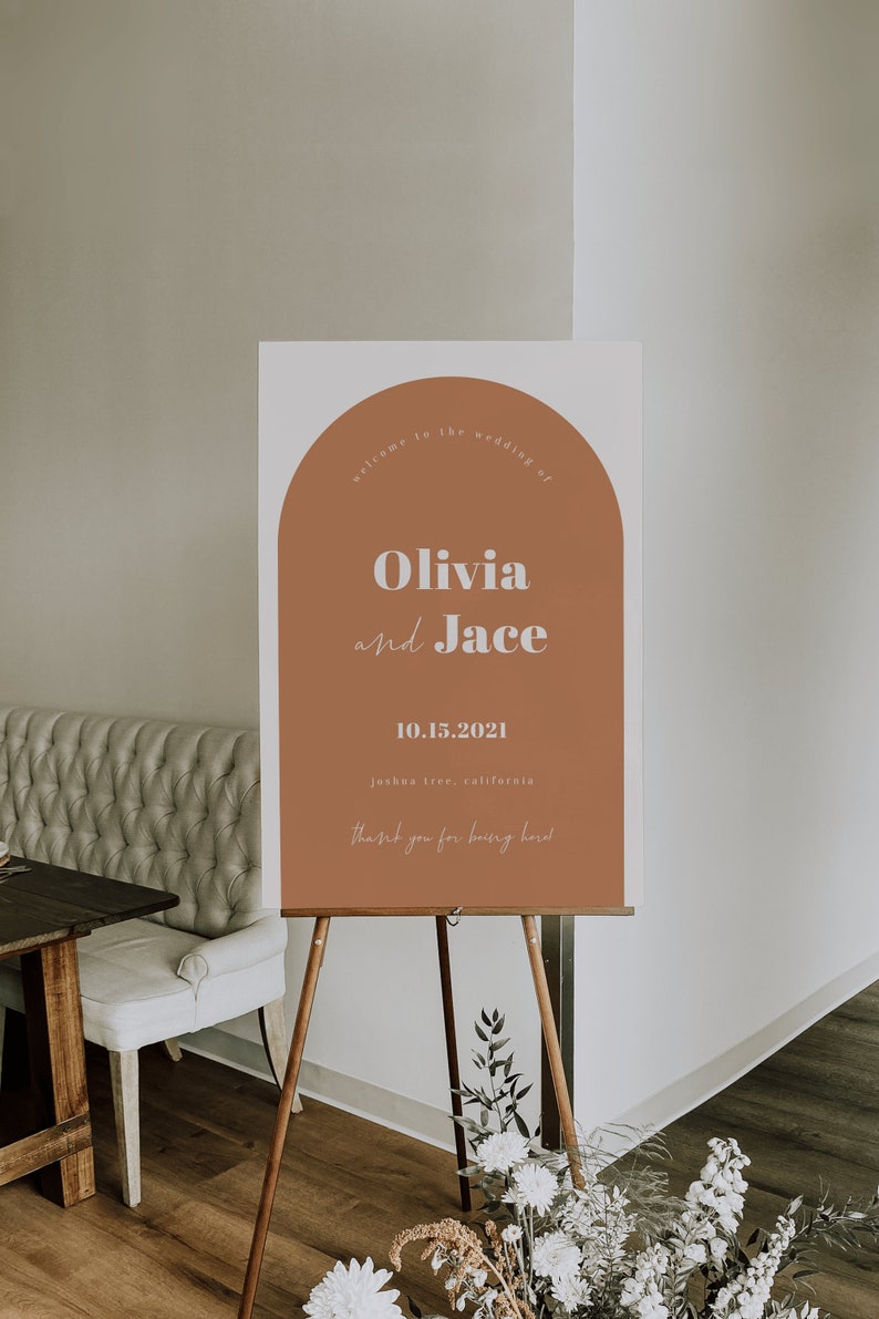 Retro Glam Wedding Sign Template Arched Wedding Welcome Sign - Etsy