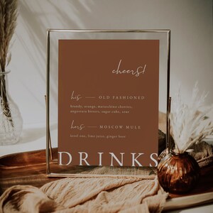Bohemian Signature Drinks Sign Template — Terracotta Bar Menu — Wedding ...