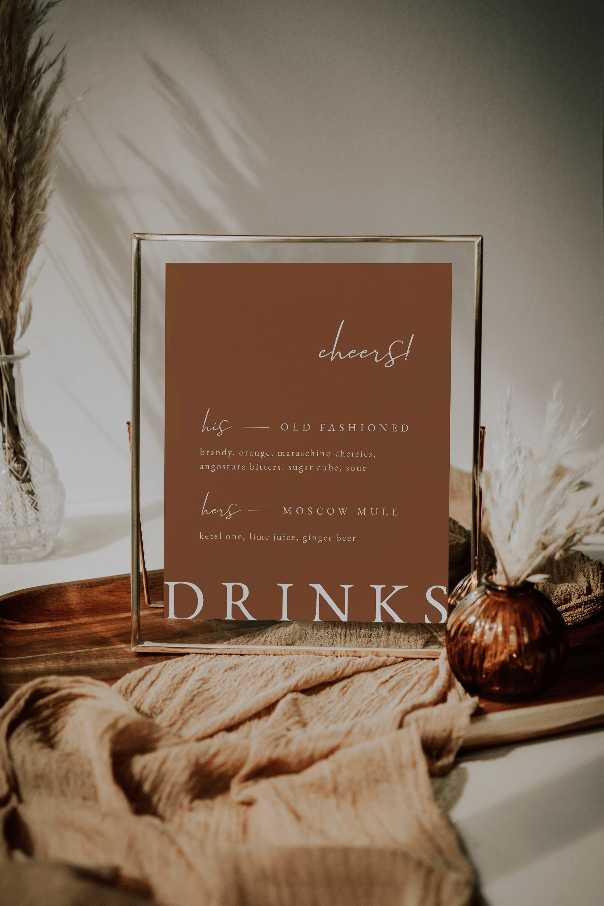 Bohemian Signature Drinks Sign Template — Terracotta Bar Menu — Wedding ...