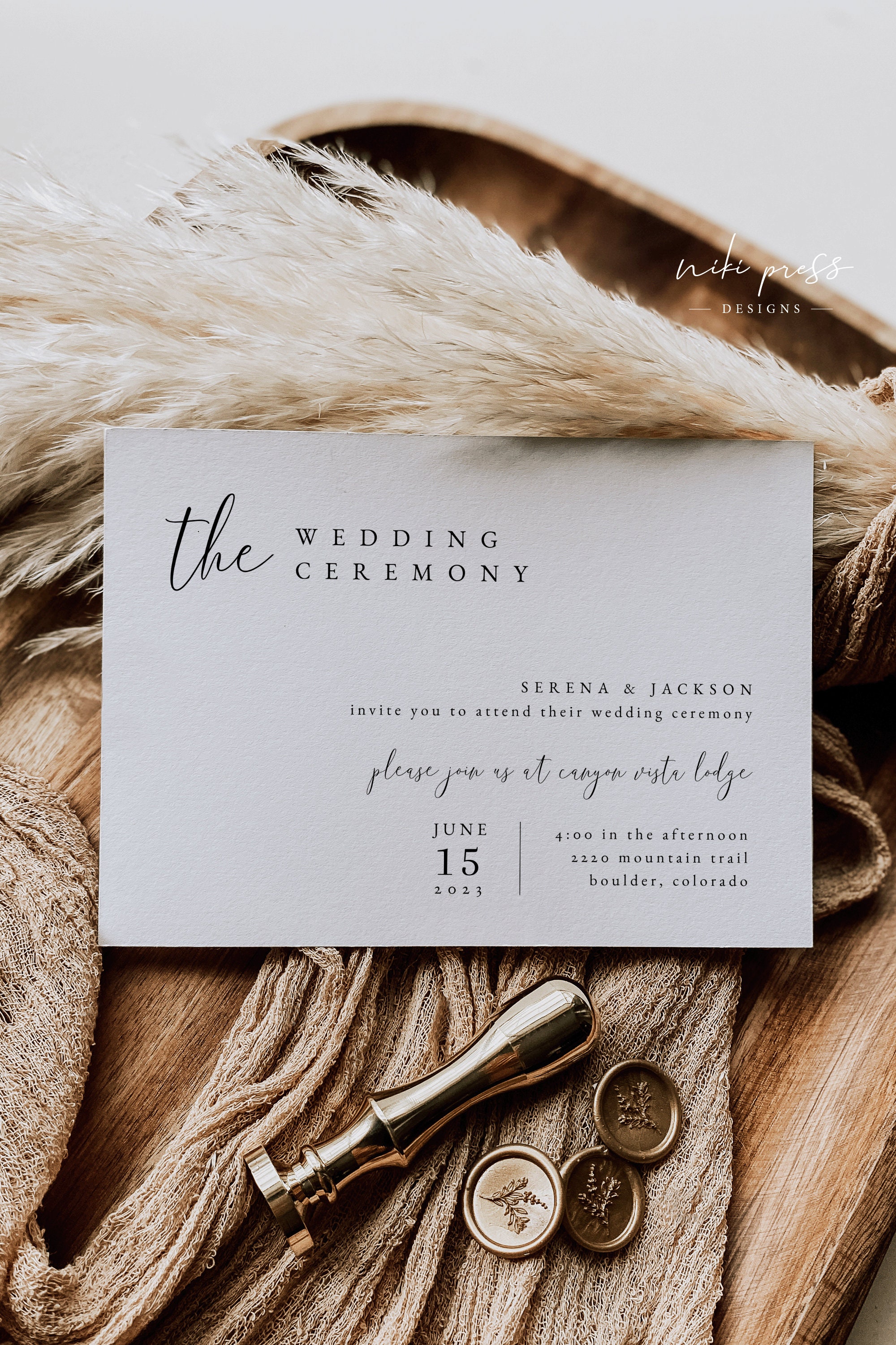 Minimalist Wedding Ceremony Insert Card Template | Printable Wedding ...