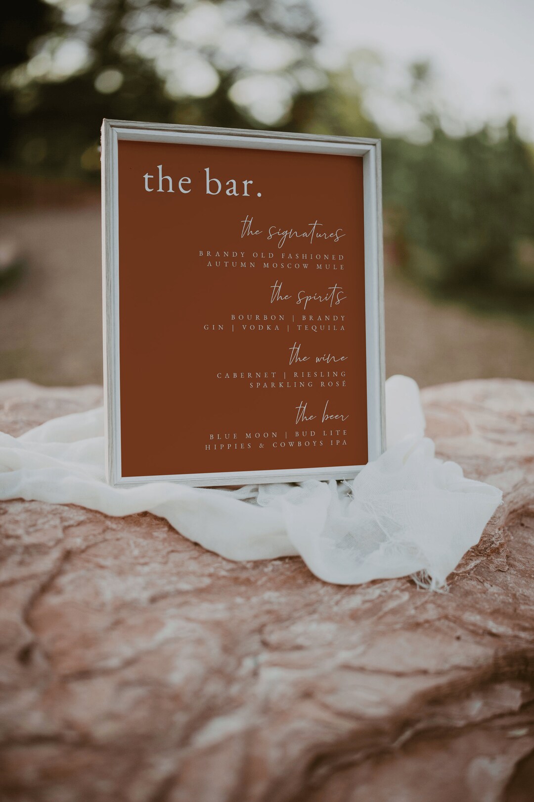 Terracotta Bar Menu Sign Template — Wedding Drinks Menu — Wedding ...