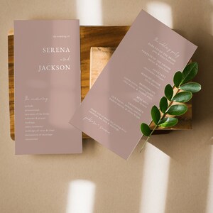 Earthy Mauve Wedding Program Template — Blush Wedding Ceremony Program — Modern Wedding Program ...