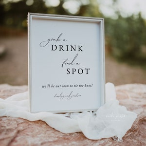 Modern Grab a Drink Wedding Sign Template, Wedding Ceremony Drink Sign ...