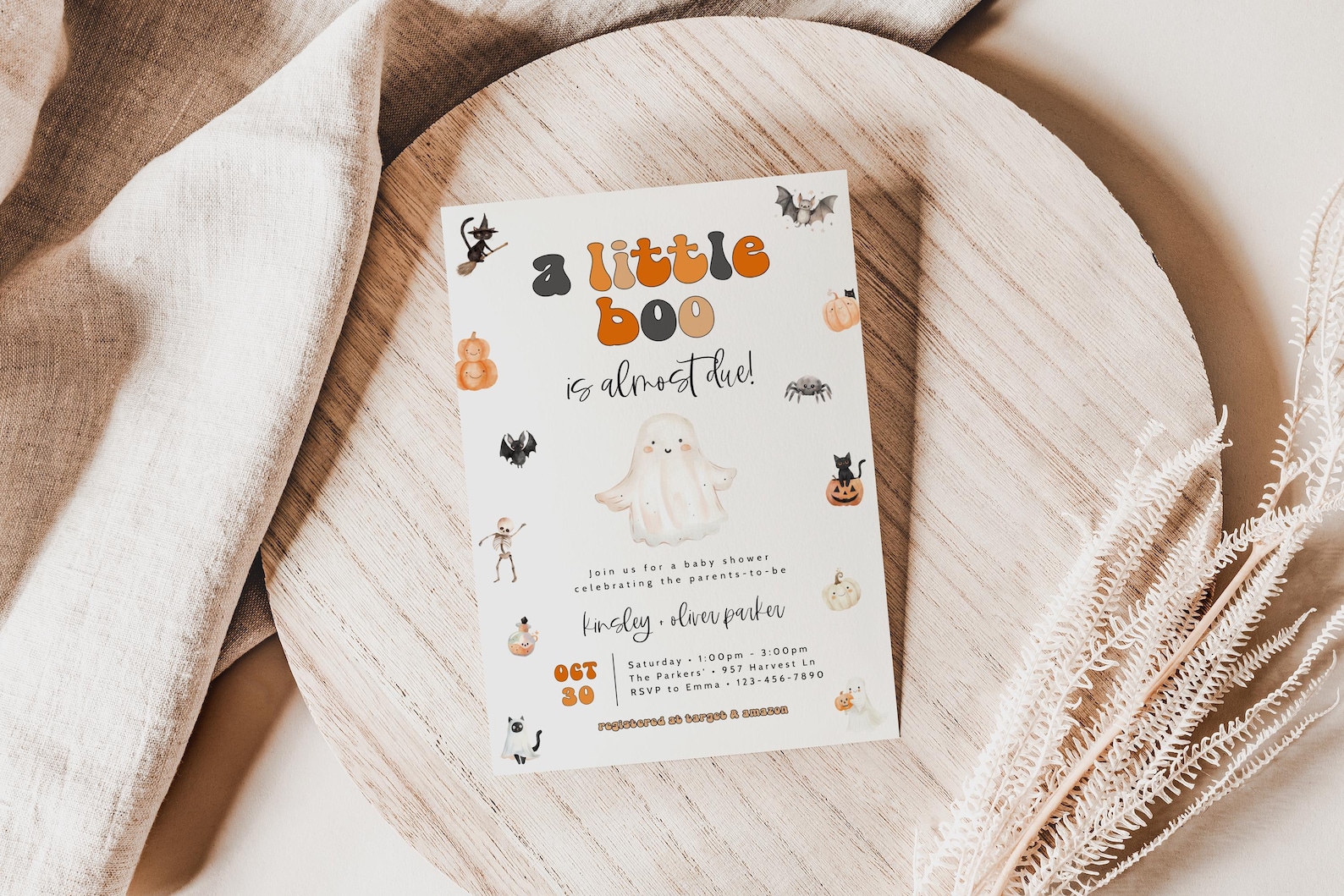 A Little Boo is Almost Due Baby Shower Invitation Template, Halloween ...