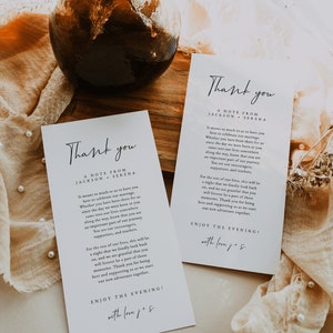 Wedding Table Thank You Card Template Printable Thank You - Etsy