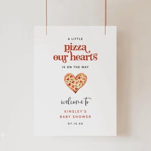 Pizza Baby Shower Welcome Sign Template, Heart Baby Shower, Pizza ...