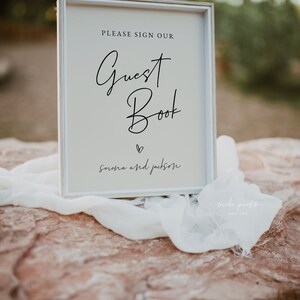 Minimalist Boho Wedding Guest Book Sign Template | Modern Guest Book ...