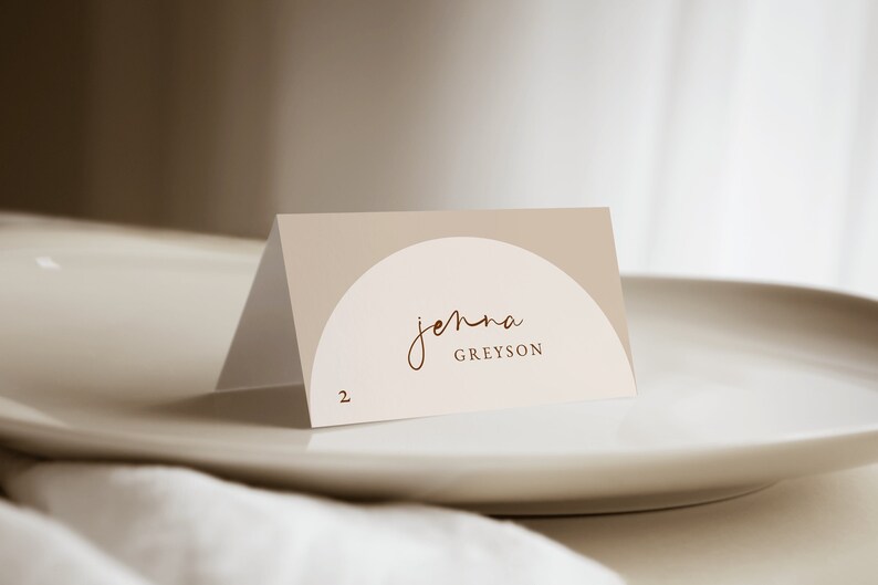 Arched Minimalist Wedding Place Card Template — Printable Boho Wedding ...