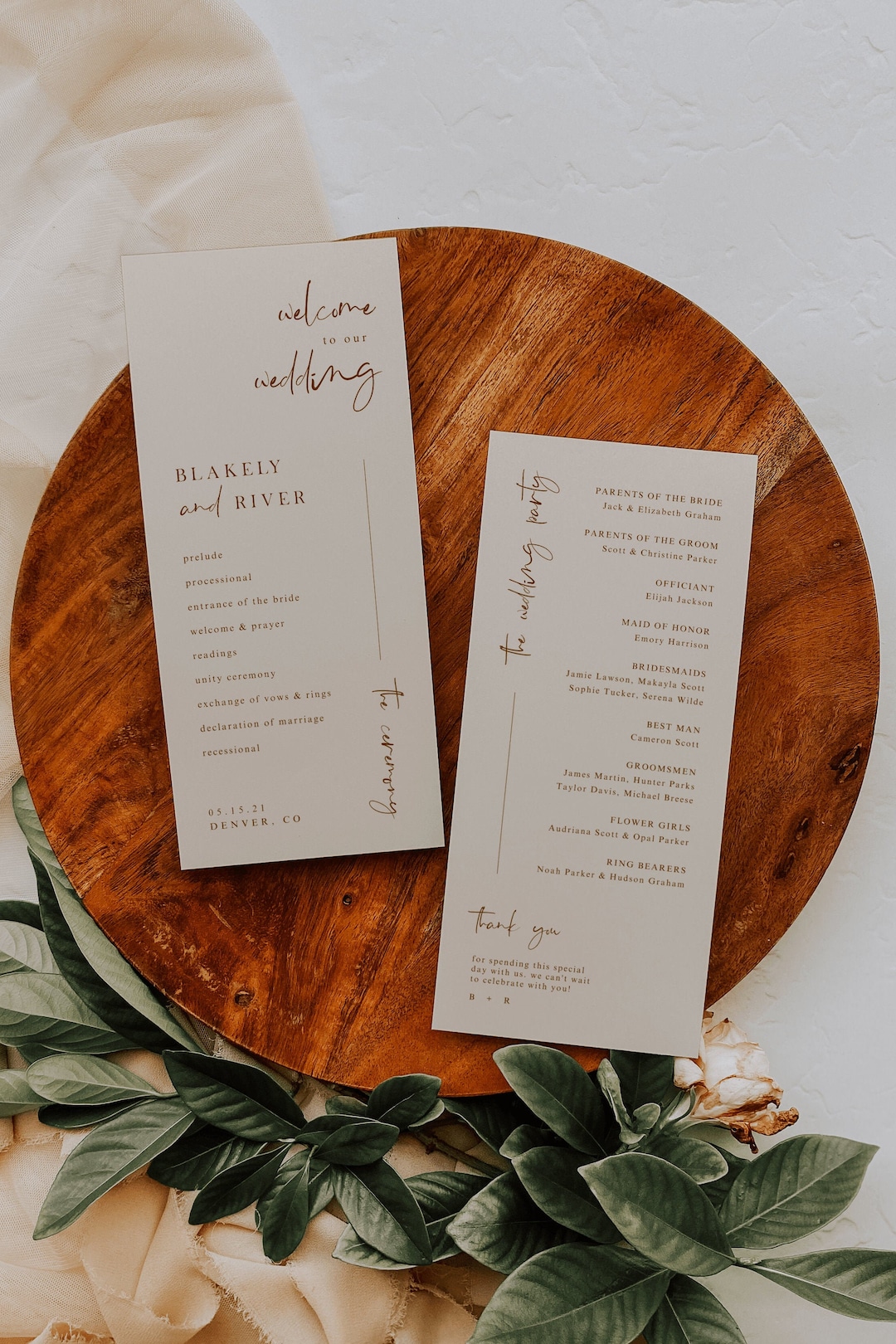 Modern Boho Wedding Program Template — Minimalist Wedding Ceremony ...
