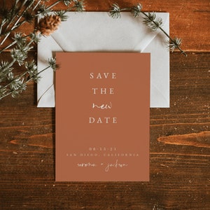 Save the Date Again Template — Save the NEW Date — Terracotta Save the ...