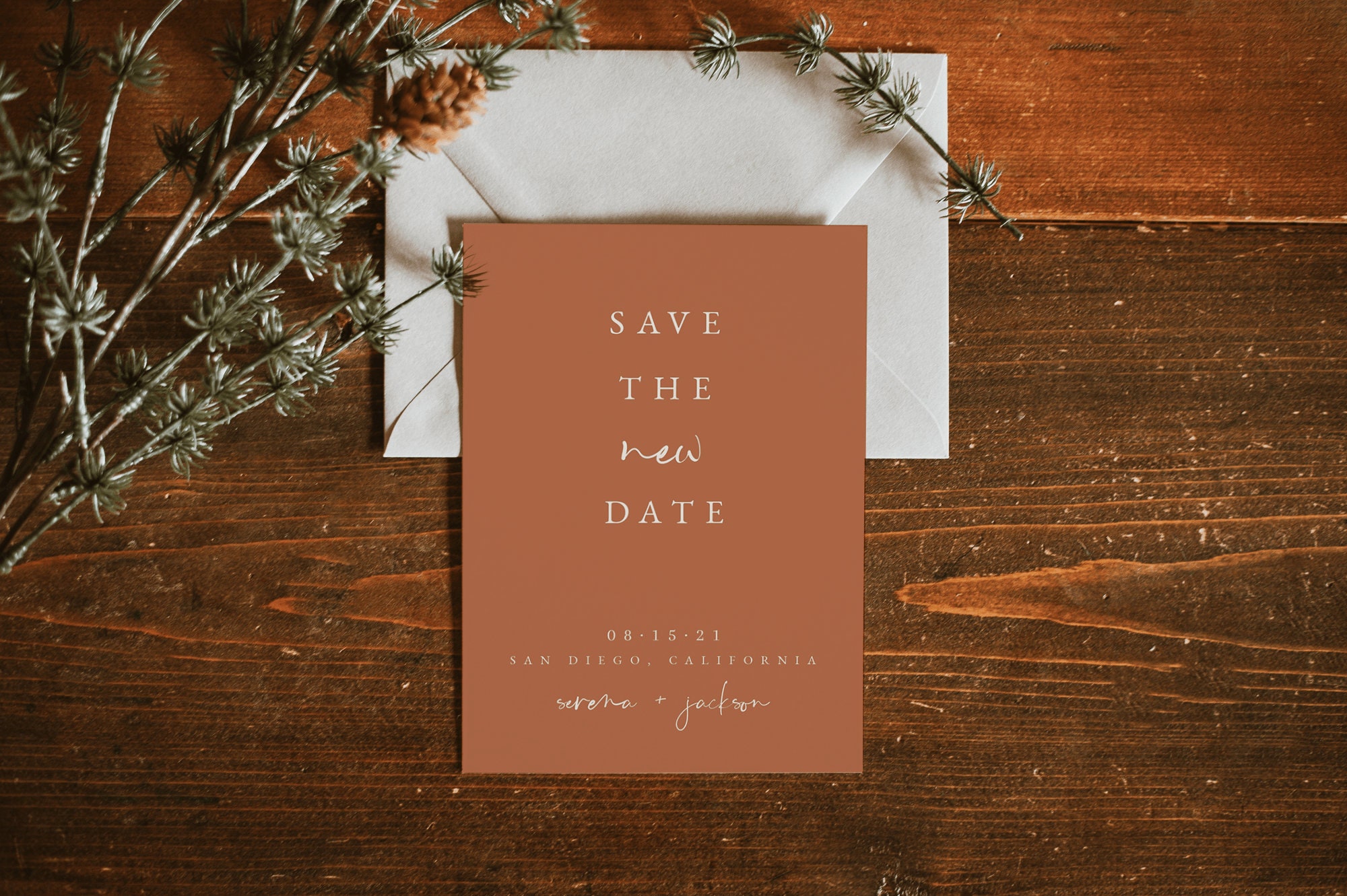 Save the Date Again Template — Save the NEW Date — Terracotta Save the ...