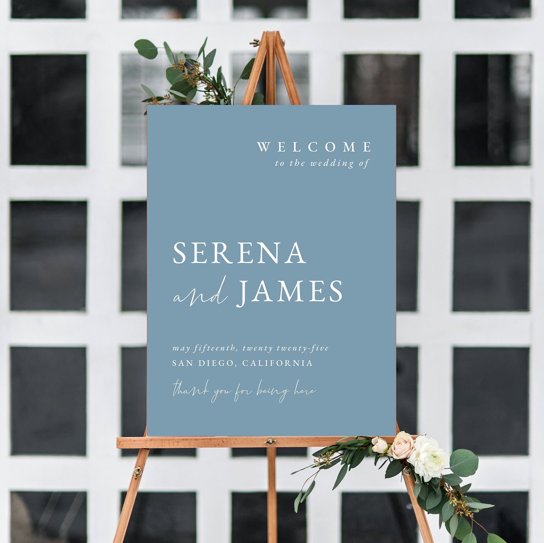 Dusty Blue Wedding Welcome Sign Template | Modern Wedding Welcome Sign ...