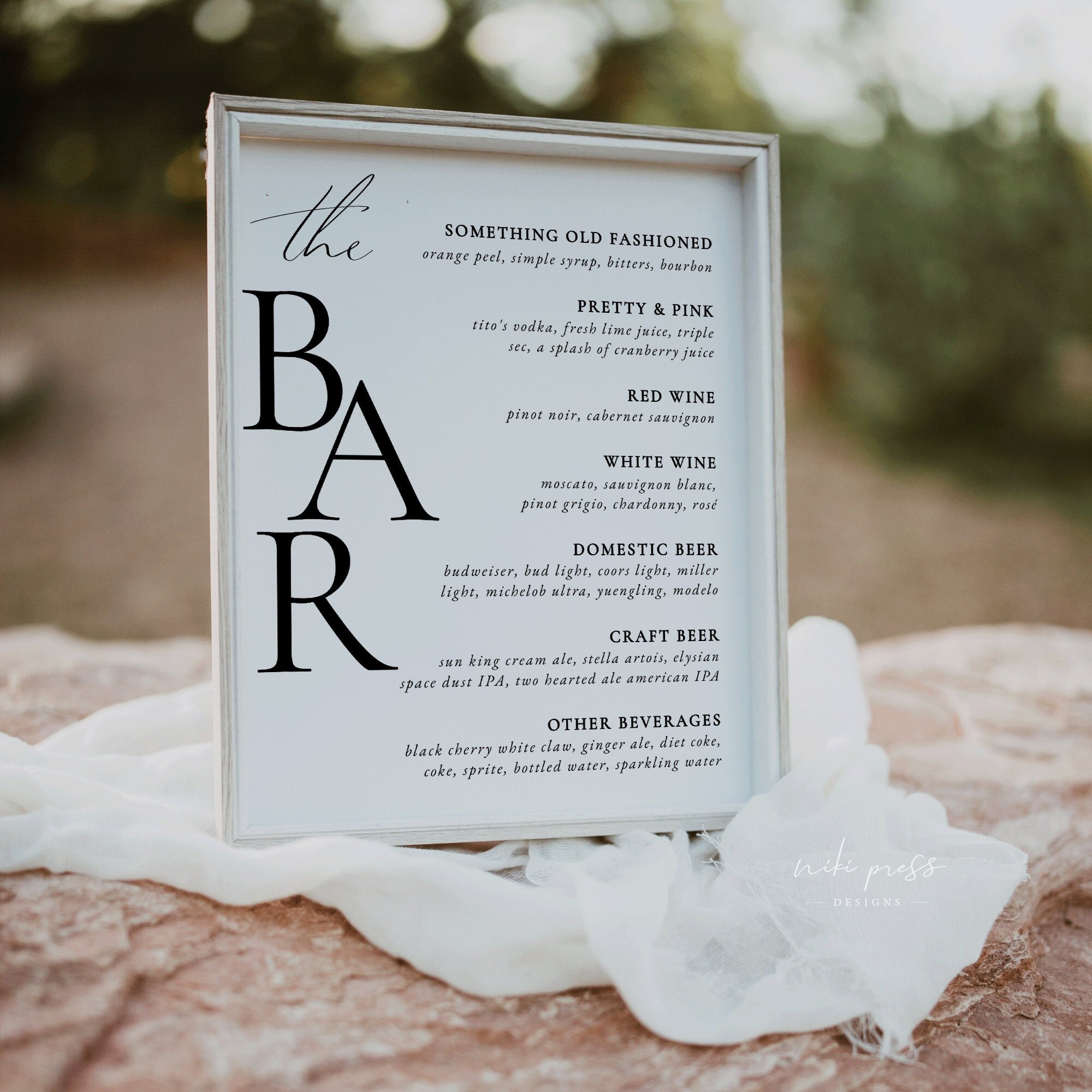 Modern Bar Sign Template Classic Wedding Drink Sign - Etsy