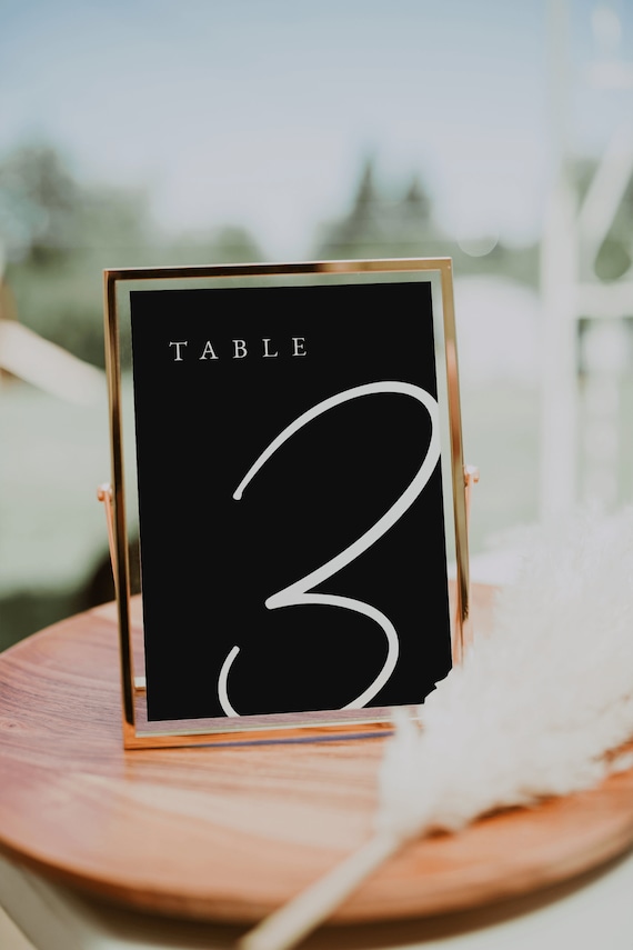 Black Table Numbers Template Wedding Table Numbers - Etsy