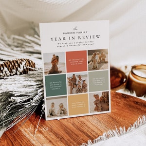 Simple Modern Year in Review Template, Unique Christmas Card, Year in ...