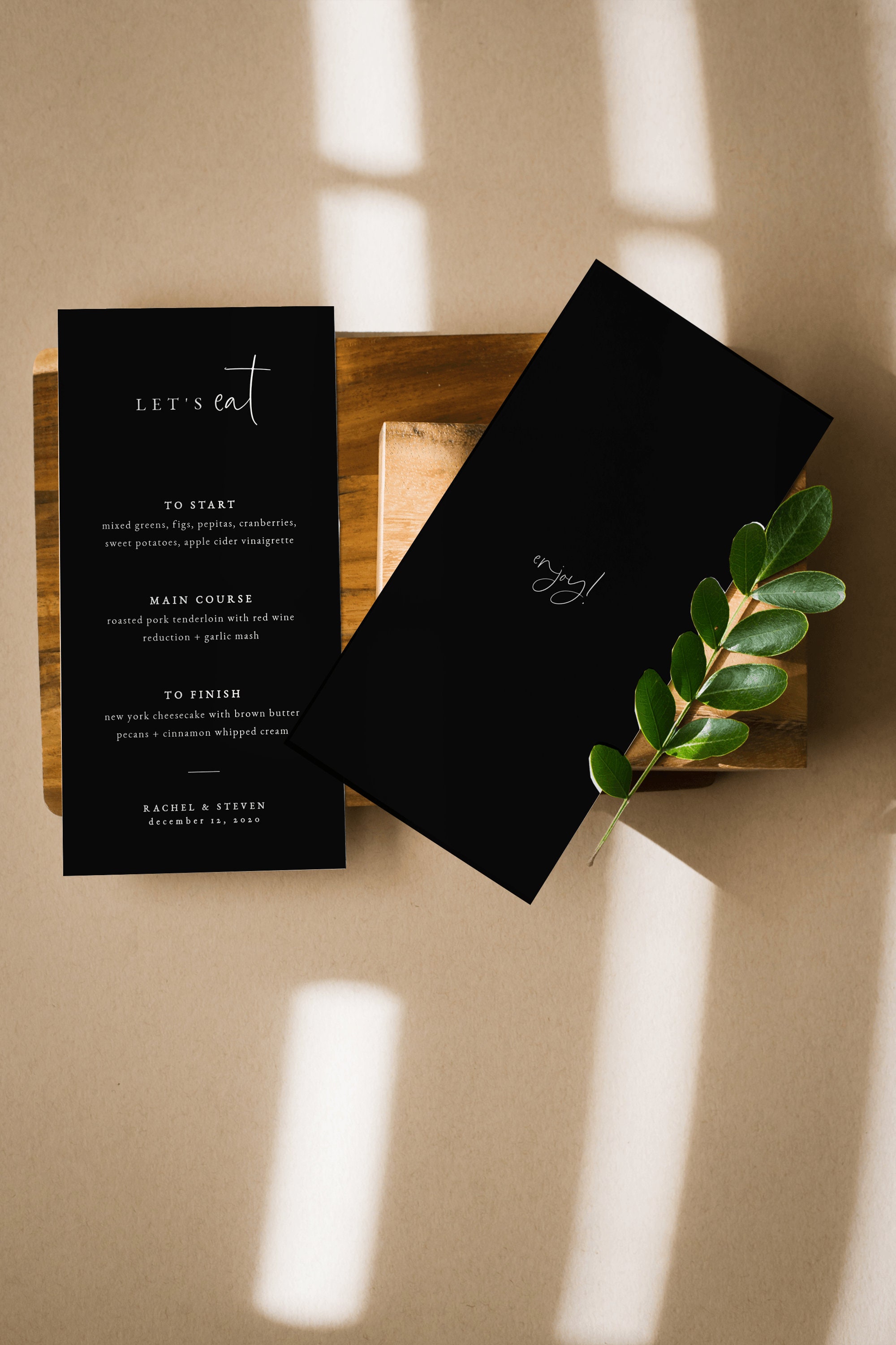 Black Wedding Dinner Menu Template Minimalist Dinner Menu | Etsy