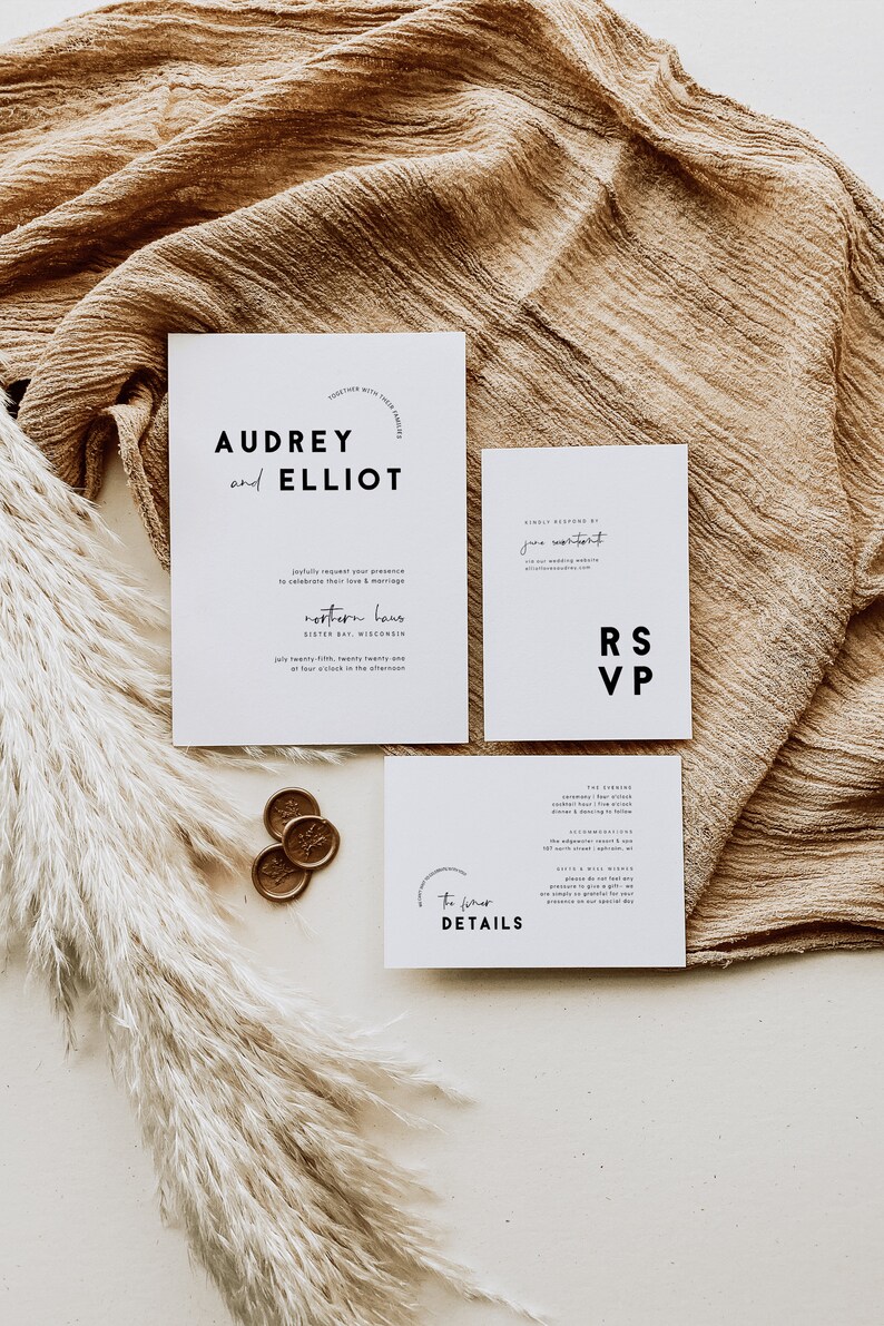Modern Wedding Invitation Suite — Printable Minimal Wedding Invitation ...