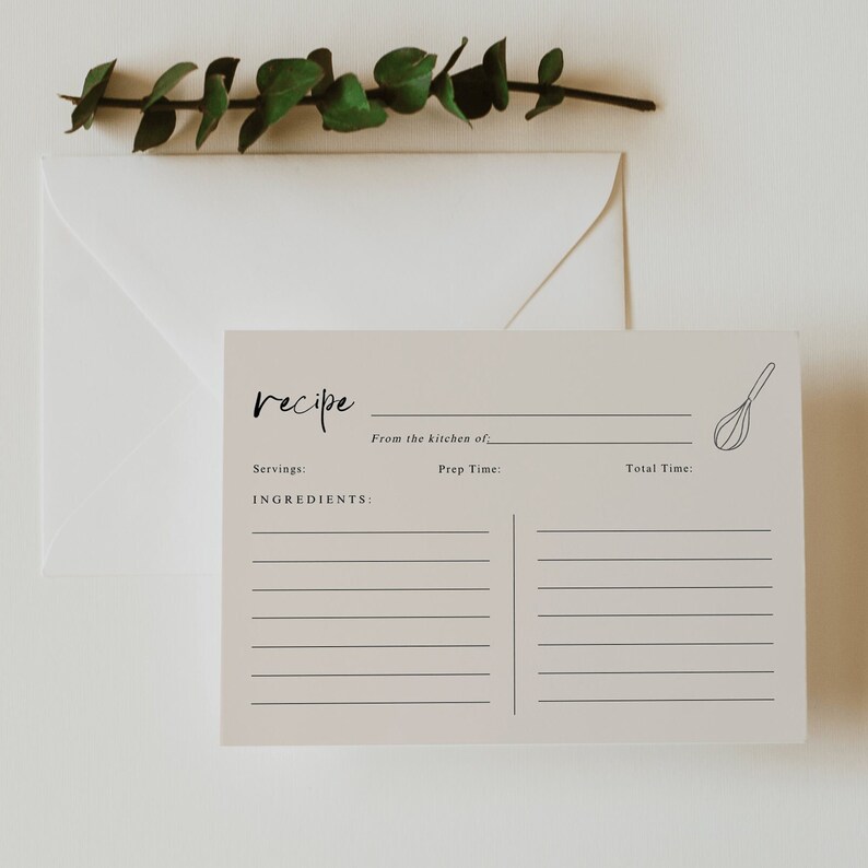 Modern Recipe Card Template Editable Recipe Cards for Recipe - Etsy