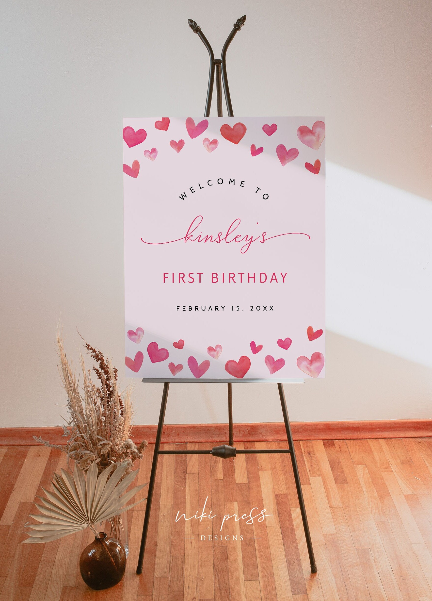 Valentine's Birthday Welcome Sign Template, Our Little Sweetheart, Girl ...