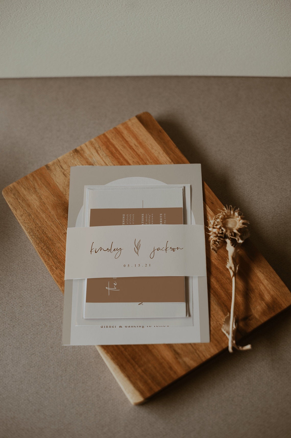 Wedding Invitation Belly Band Template — Boho Wedding Invitation Band ...