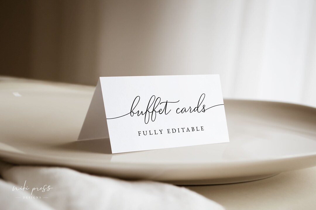Minimalist Buffet Card Template | Modern Wedding Buffet Cards ...
