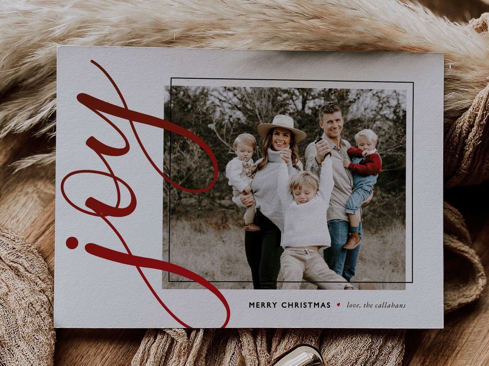 JOY Christmas Card Template | Modern Holiday Card | Family Christmas ...