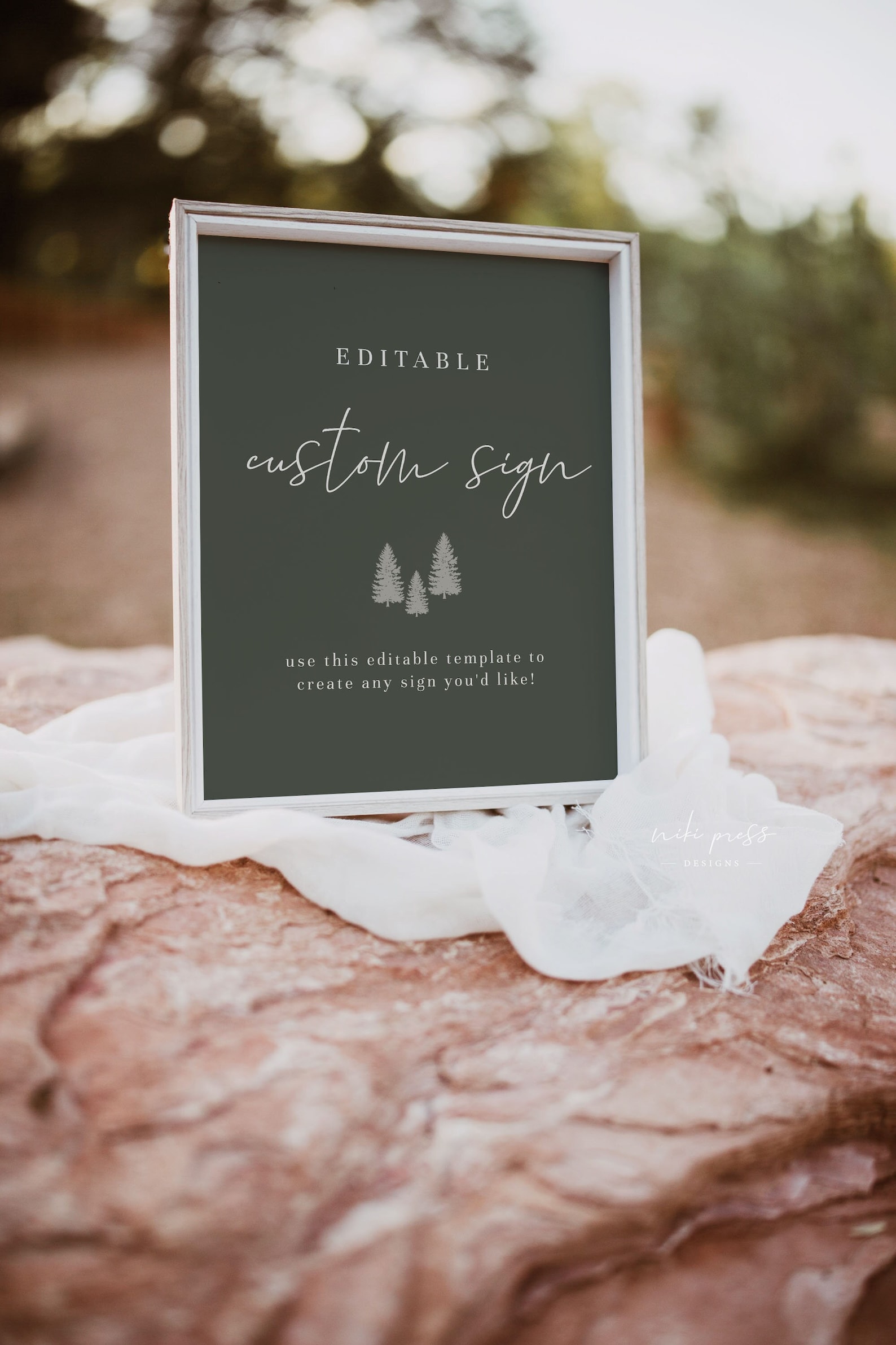 Forest Wedding Sign Template | Custom Wedding Sign | Pine Tree Wedding ...
