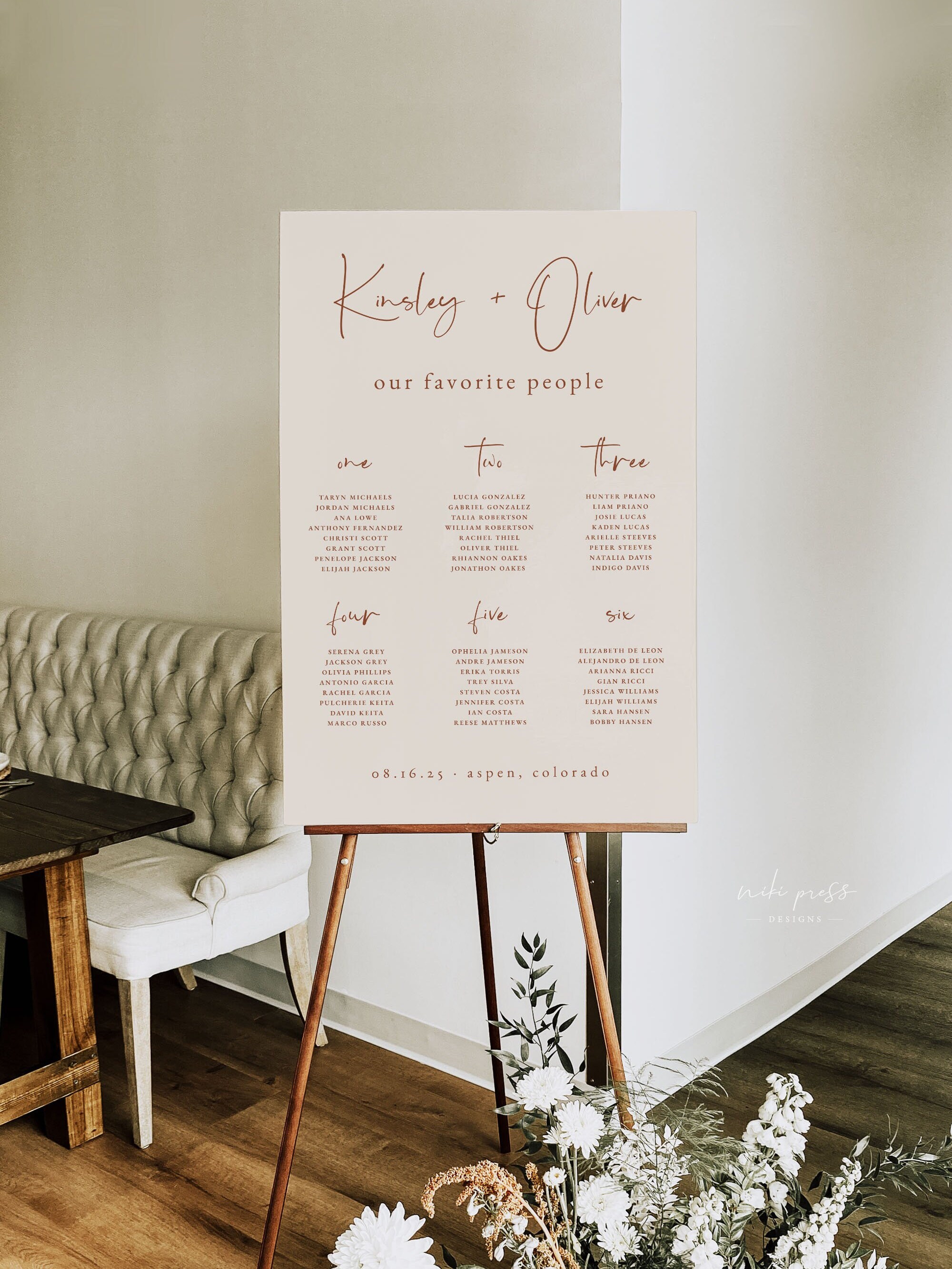 Small Wedding Seating Chart Boho Seating Chart Editable - Etsy