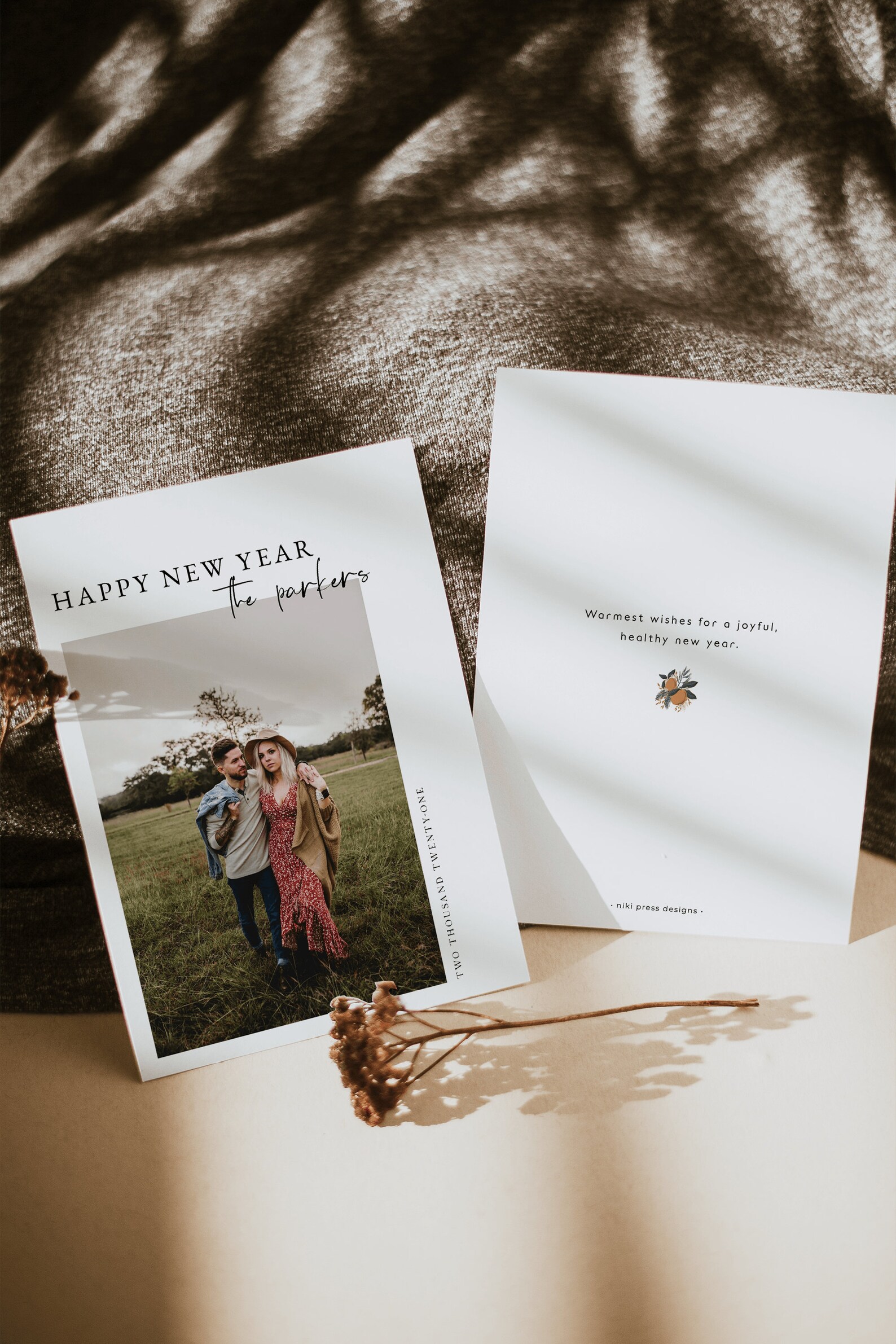 Modern Boho New Years Card With Photo Template Minimalist | Etsy