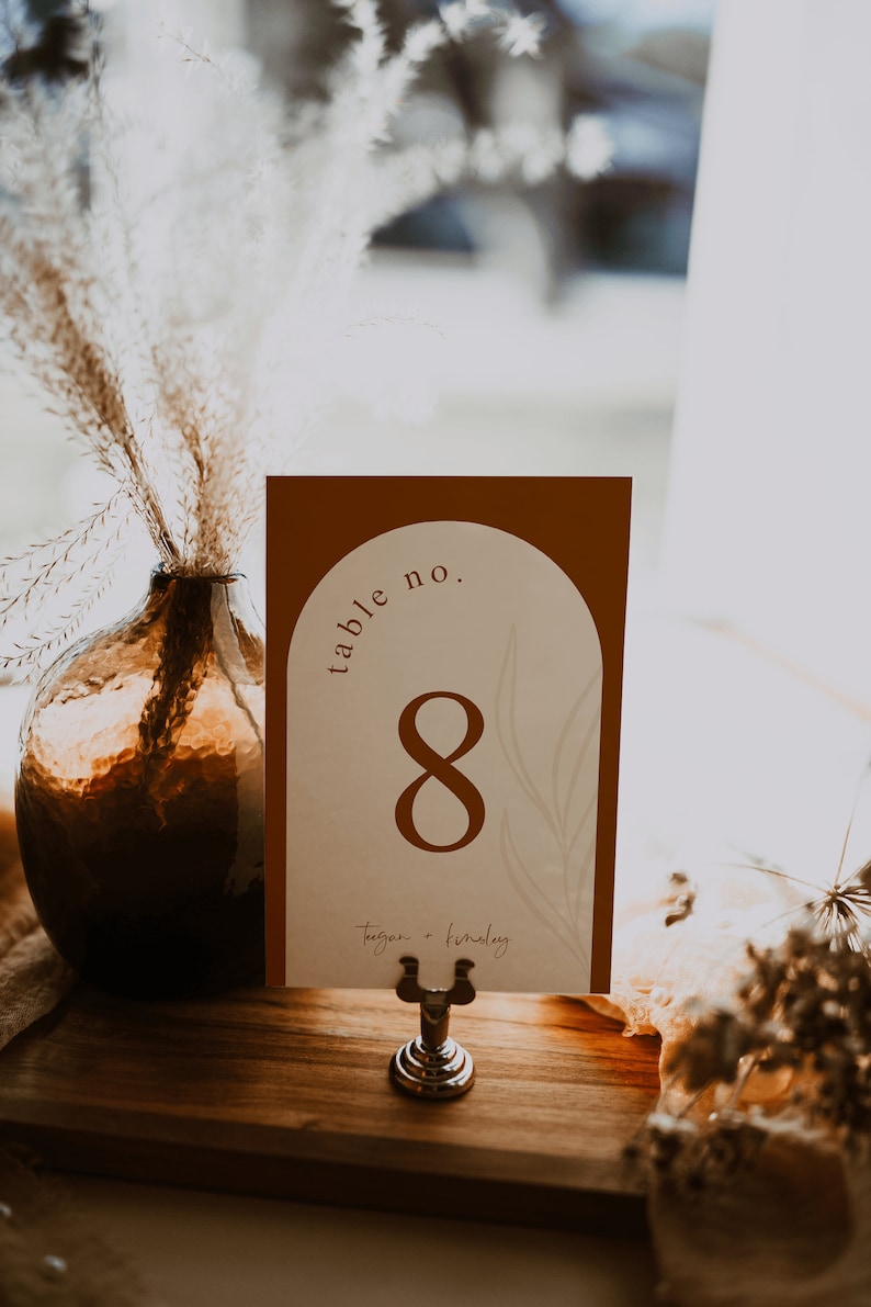 Arched Terracotta Table Numbers Template — Boho Arch Wedding Table ...