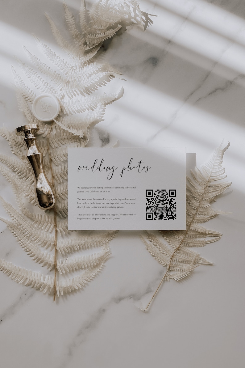 Wedding QR Code Card Template Wedding Photos QR Code Card - Etsy