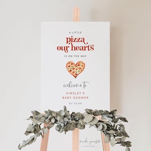 Pizza Baby Shower Welcome Sign Template, Heart Baby Shower, Pizza ...