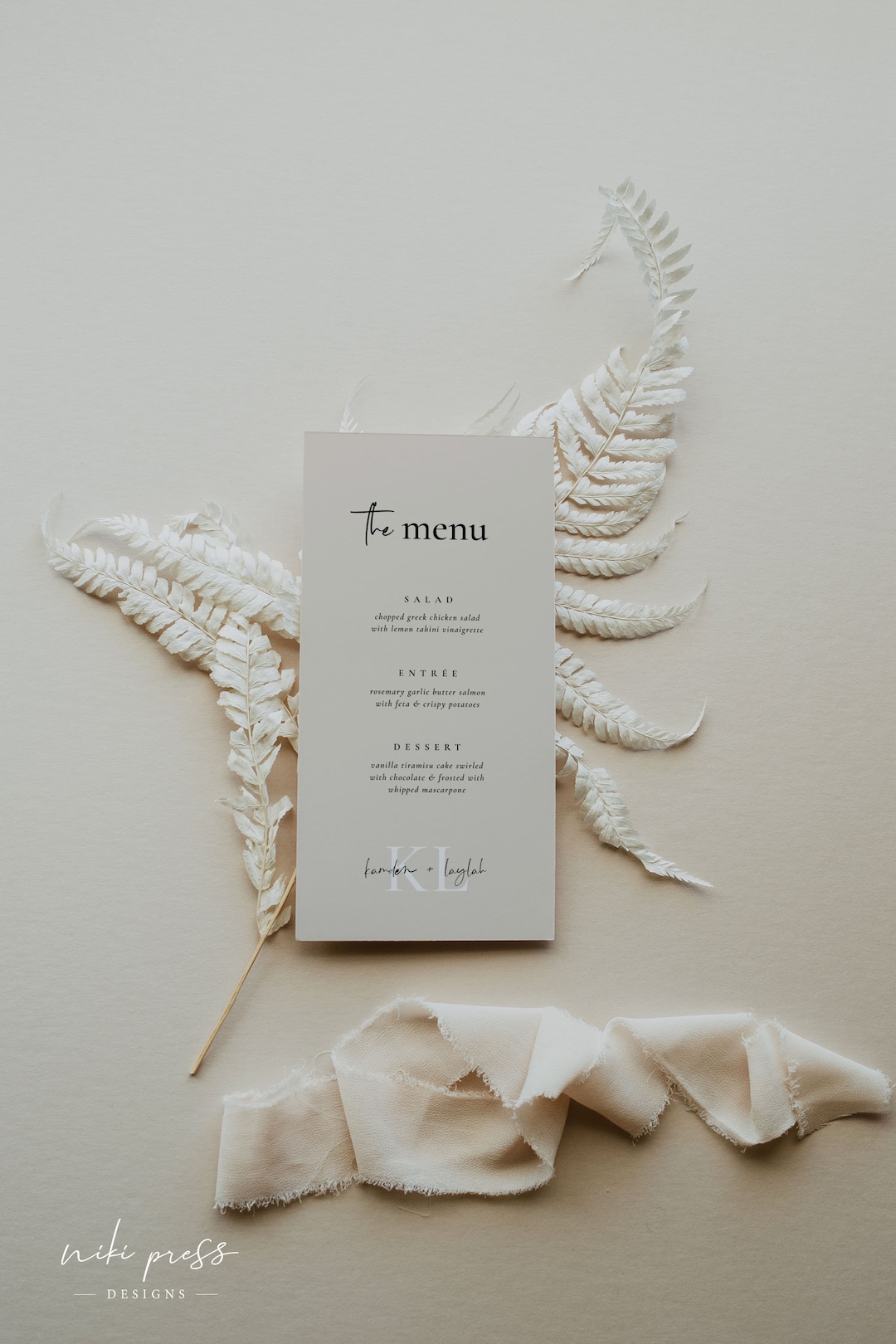 Modern Dinner Menu Template Minimalist Wedding Menu Editable Wedding ...