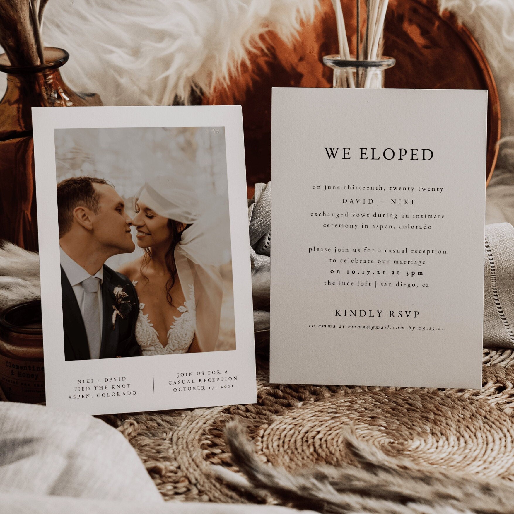 Printable Elopement Reception Invitation Template | Elopement ...