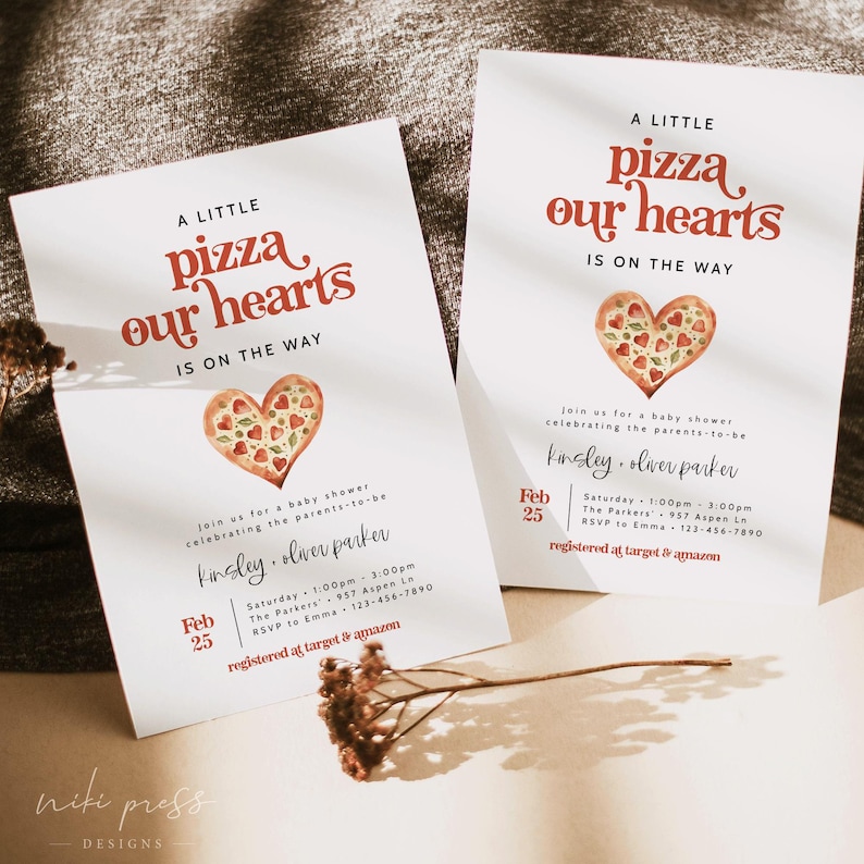Pizza Baby Shower Invitation Template, February Baby Shower, Pizza and ...