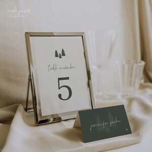 Forest Wedding Table Numbers Template | Pine Tree Wedding Table Numbers ...