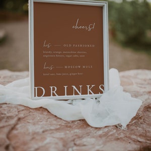 Bohemian Signature Drinks Sign Template — Terracotta Bar Menu — Wedding ...