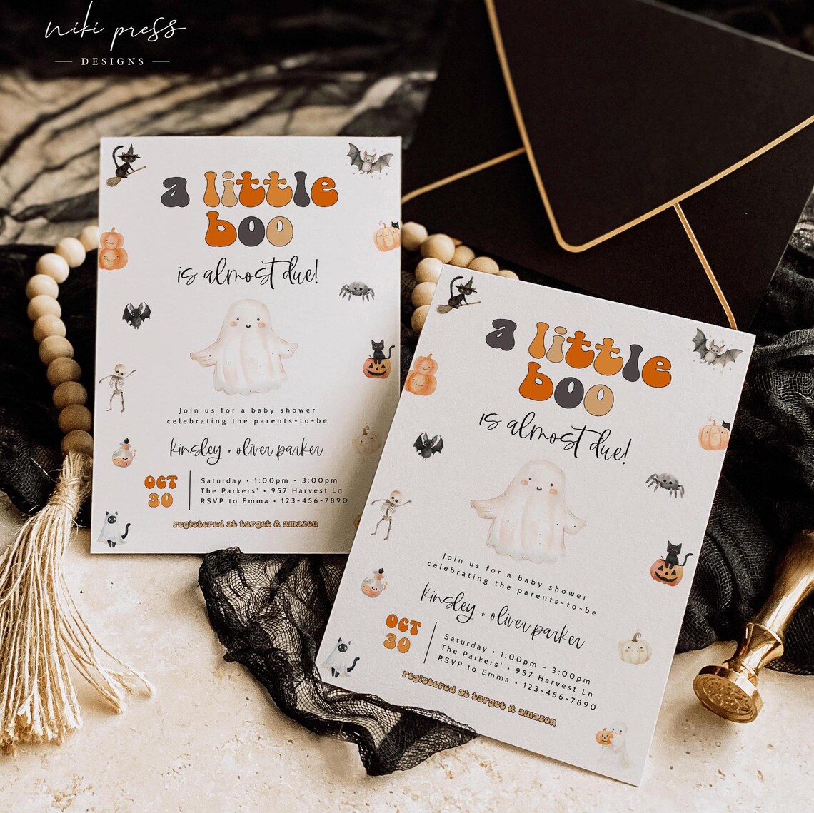 A Little Boo is Almost Due Baby Shower Invitation Template, Halloween ...