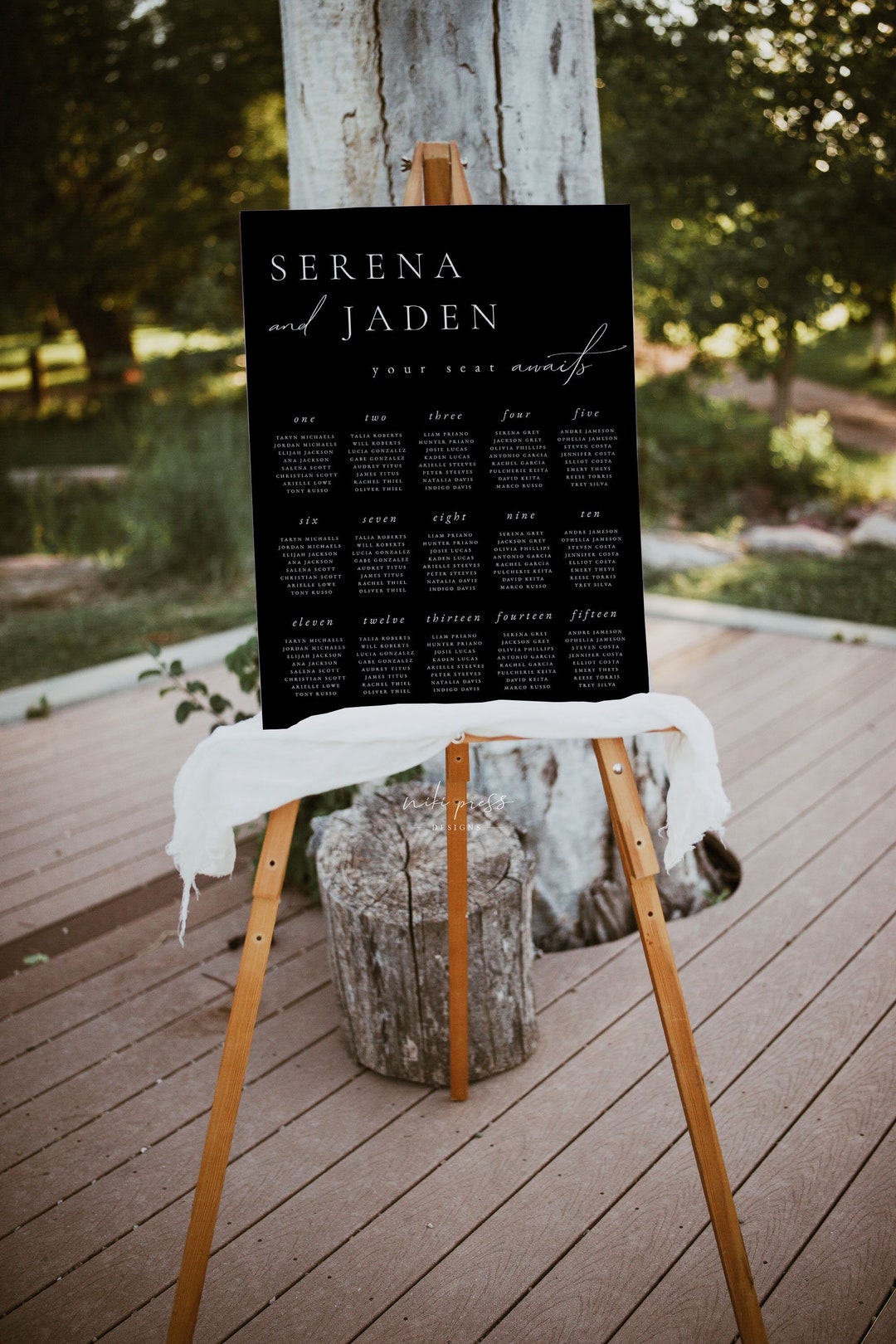 BLACK Seating Chart Template | Modern Wedding Seating Chart | Black ...