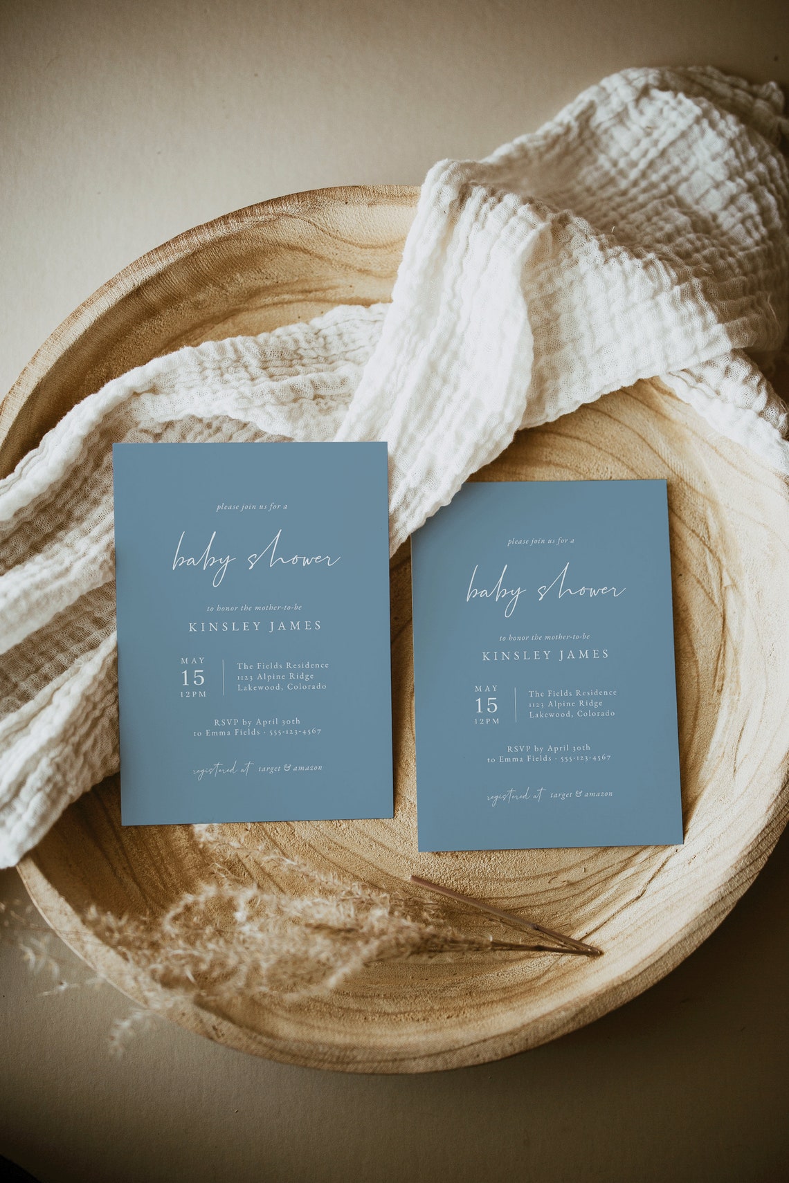 Blue Baby Shower Invitation Template | Minimalist Baby Shower ...