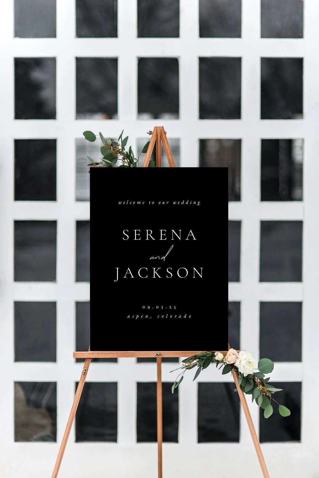 BLACK Wedding Welcome Sign Template, Minimalist Wedding Welcome Sign ...