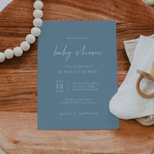 Blue Baby Shower Invitation Template | Minimalist Baby Shower ...