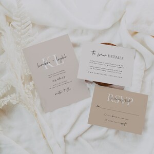 Modern Beige Wedding Invitation Suite Template, Minimalist Wedding ...