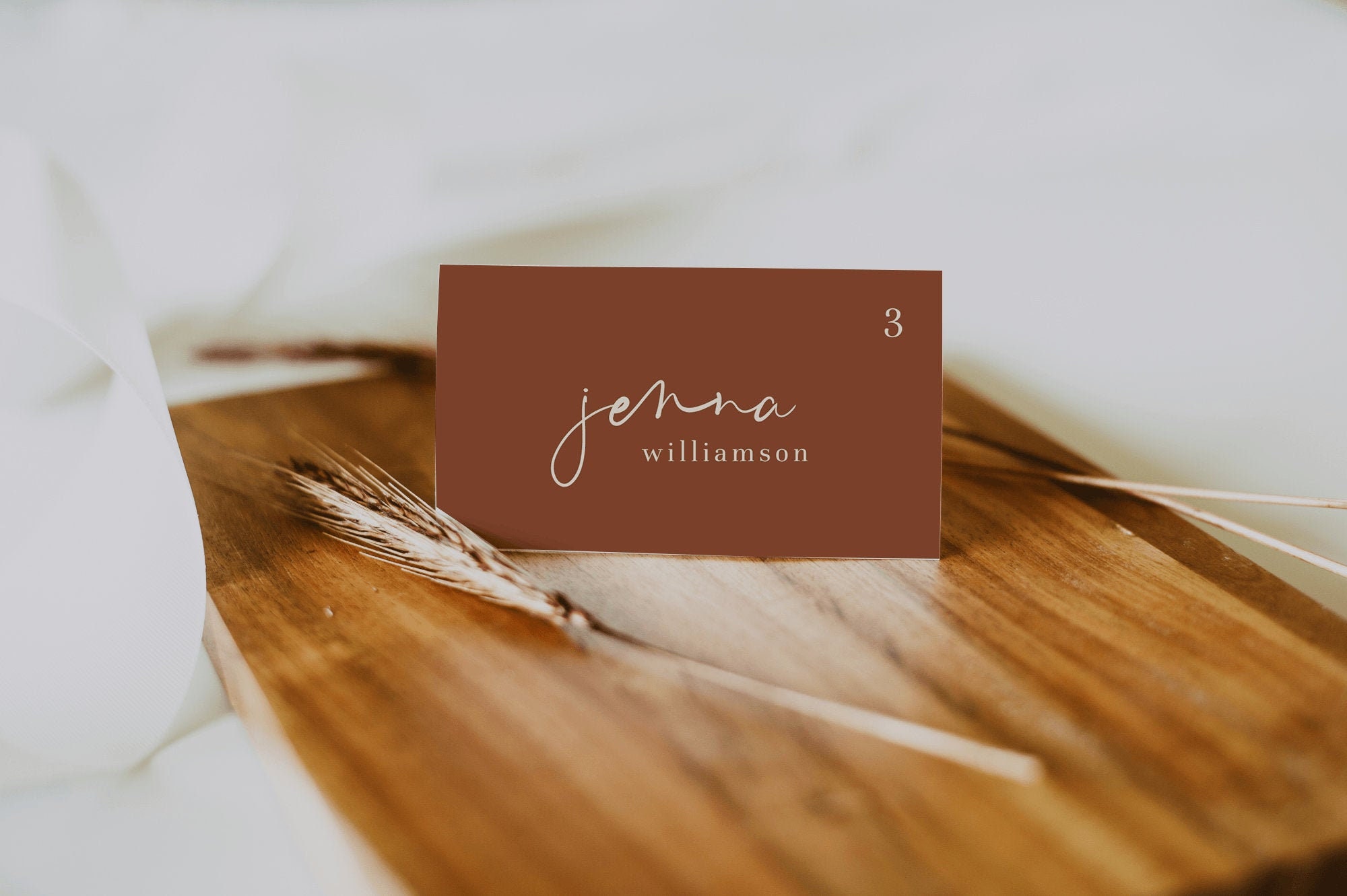 Warm Terracotta Place Card Template — Printable Modern Boho Wedding ...
