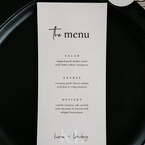 Modern Dinner Menu Template | Minimalist Wedding Menu | Editable ...